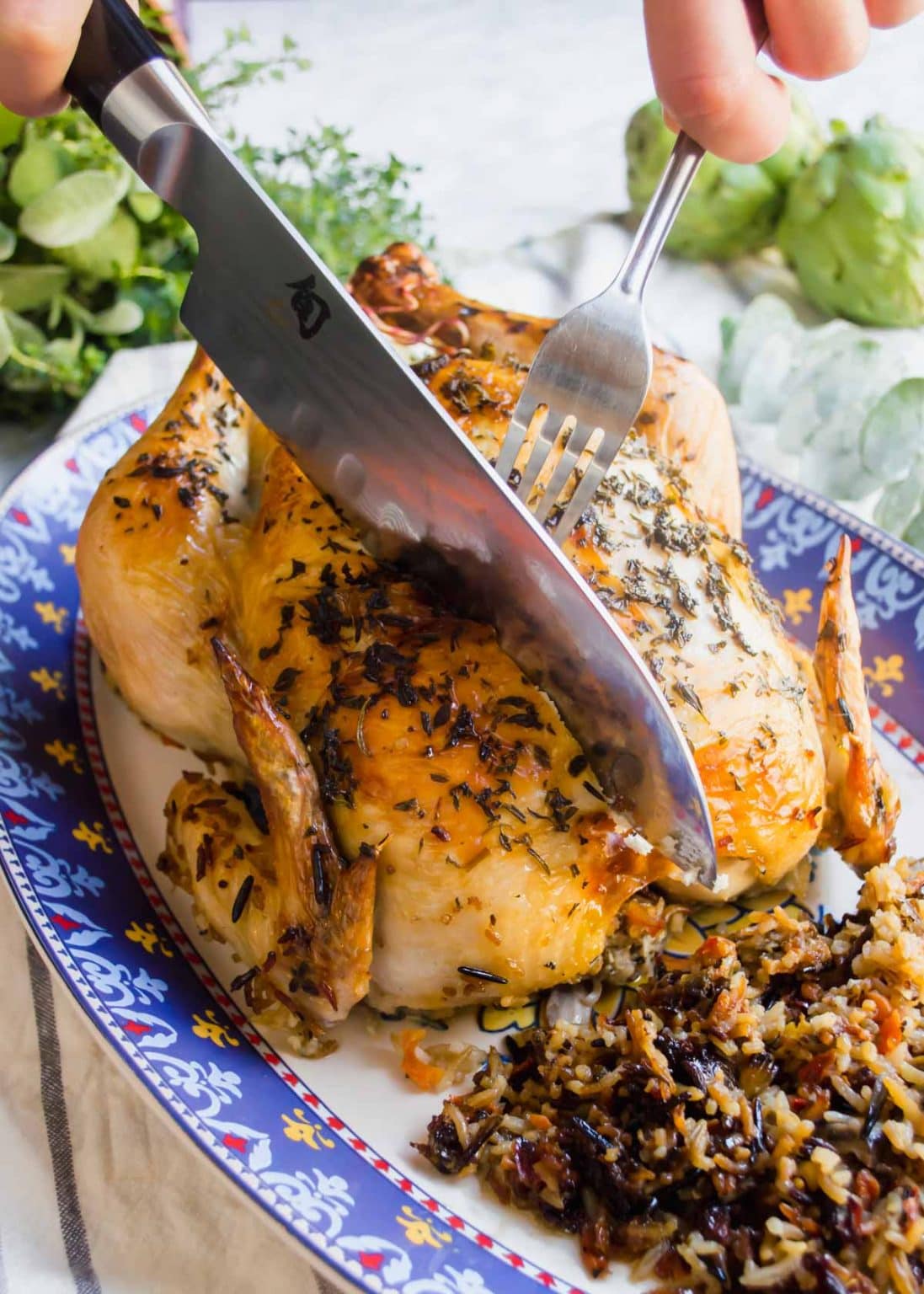 Roasted Chicken Stuffed with Wild Rice • The Heirloom Pantry