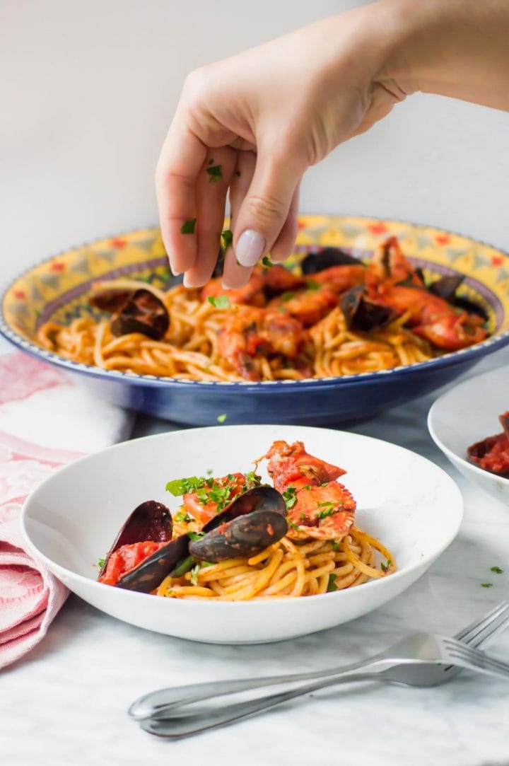 Bucatini Seafood Pasta (Shrimp, Scallops, & More) • The Heirloom Pantry