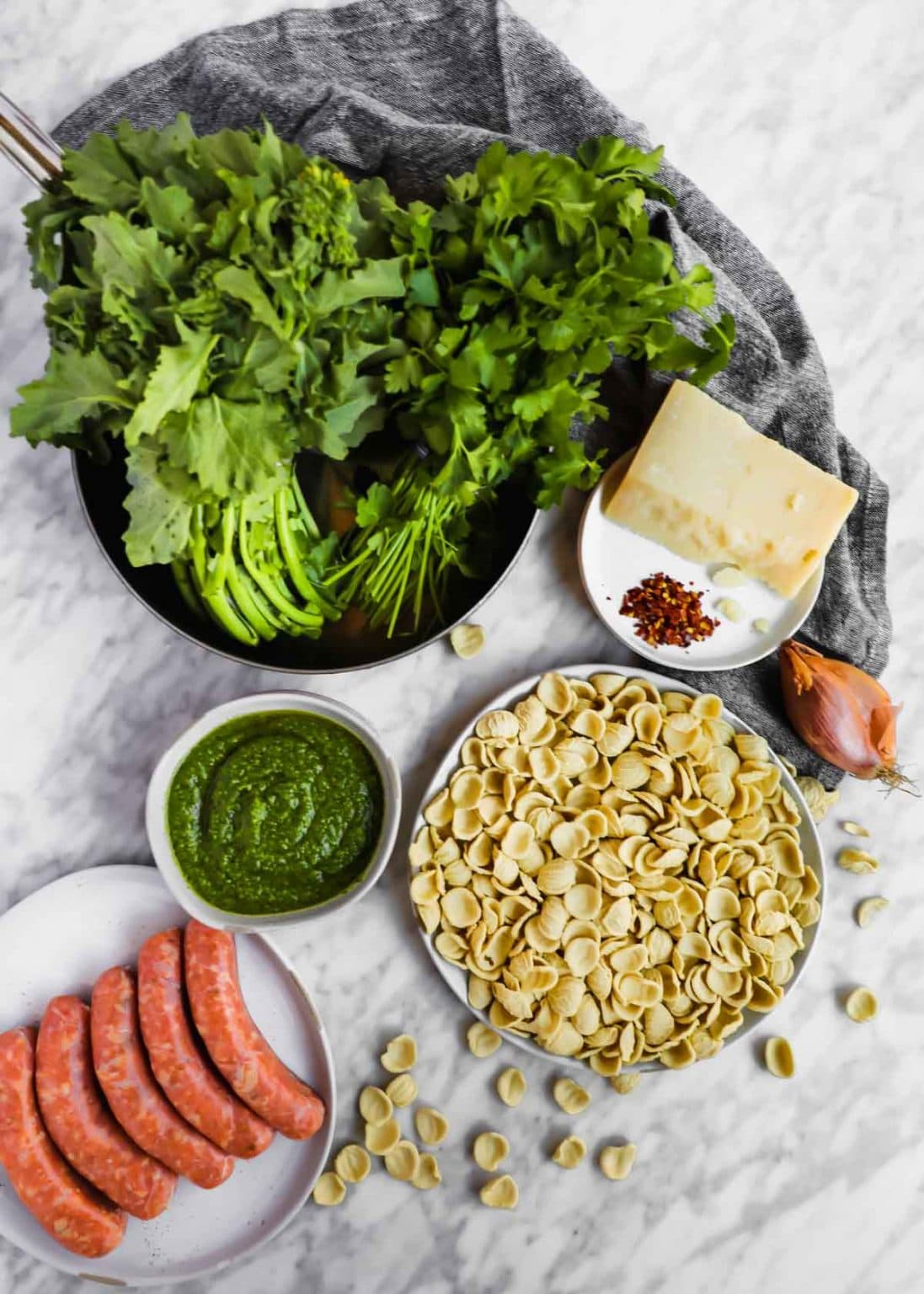 Sausage Pesto Pasta with Rapini (Broccoli Rabe) • The Heirloom Pantry