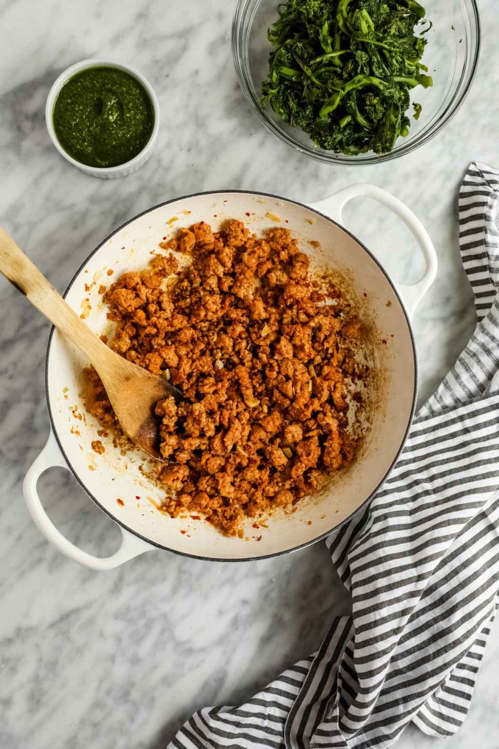 Sausage Pesto Pasta with Rapini (Broccoli Rabe) • The Heirloom Pantry