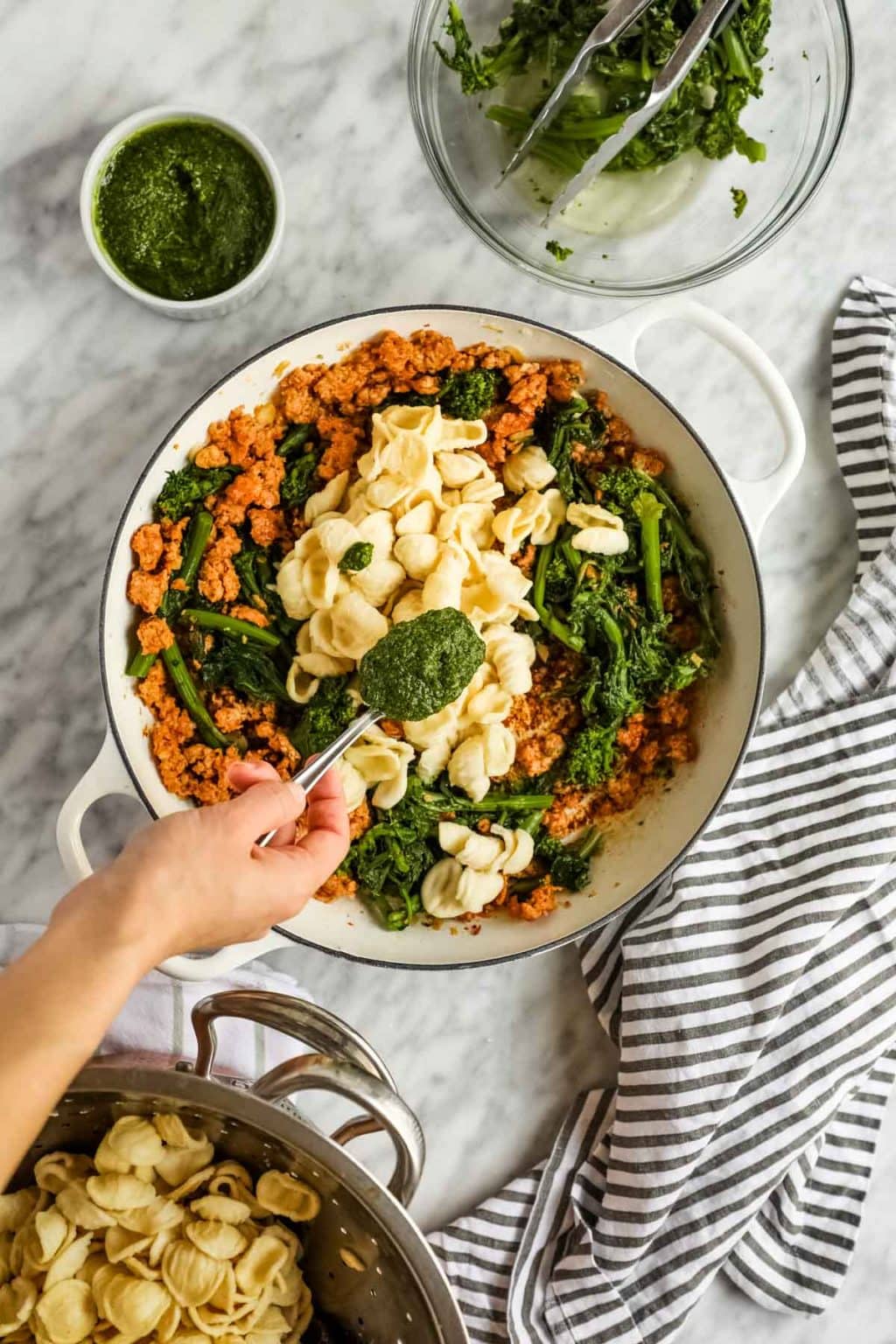 Sausage Pesto Pasta with Rapini (Broccoli Rabe) • The Heirloom Pantry