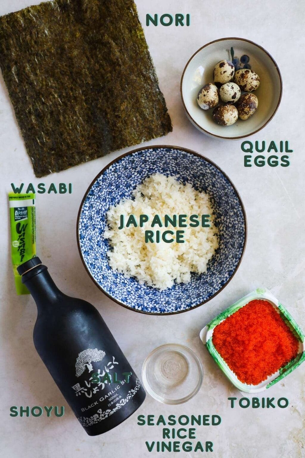 Tobiko Gunkan Sushi (with Quail Egg) • The Heirloom Pantry