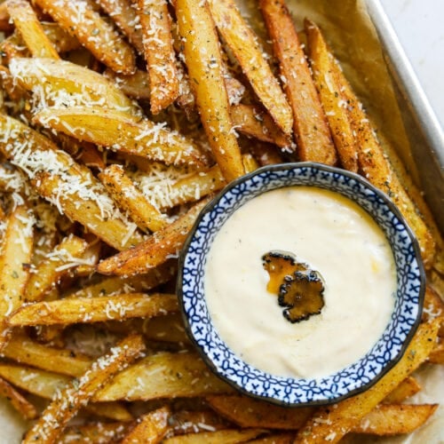 Parmesan Truffle Fries with Truffle Aioli • The Heirloom Pantry
