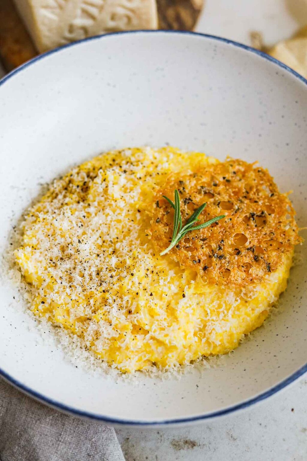 Creamy Parmesan Polenta with Cheese Crisps • The Heirloom Pantry