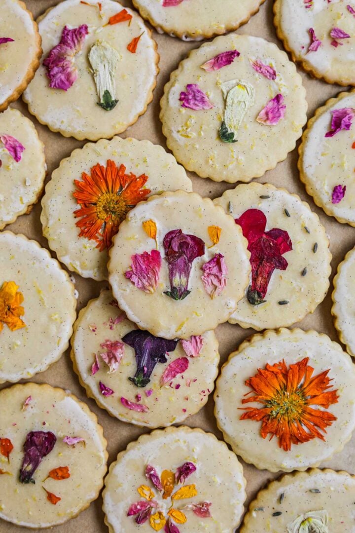 Edible Flower Shortbread Cookies • The Heirloom Pantry