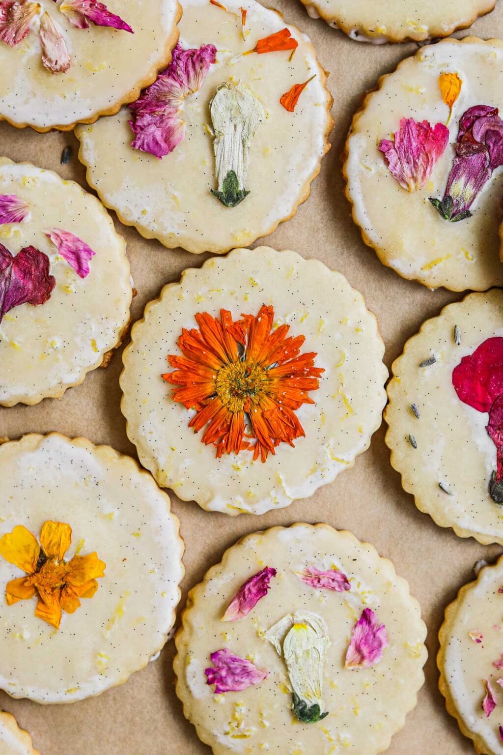 Edible Flower Shortbread Cookies • The Heirloom Pantry