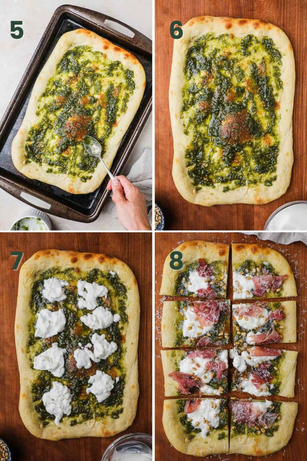 Pesto, Burrata, and Prosciutto Pizza • The Heirloom Pantry